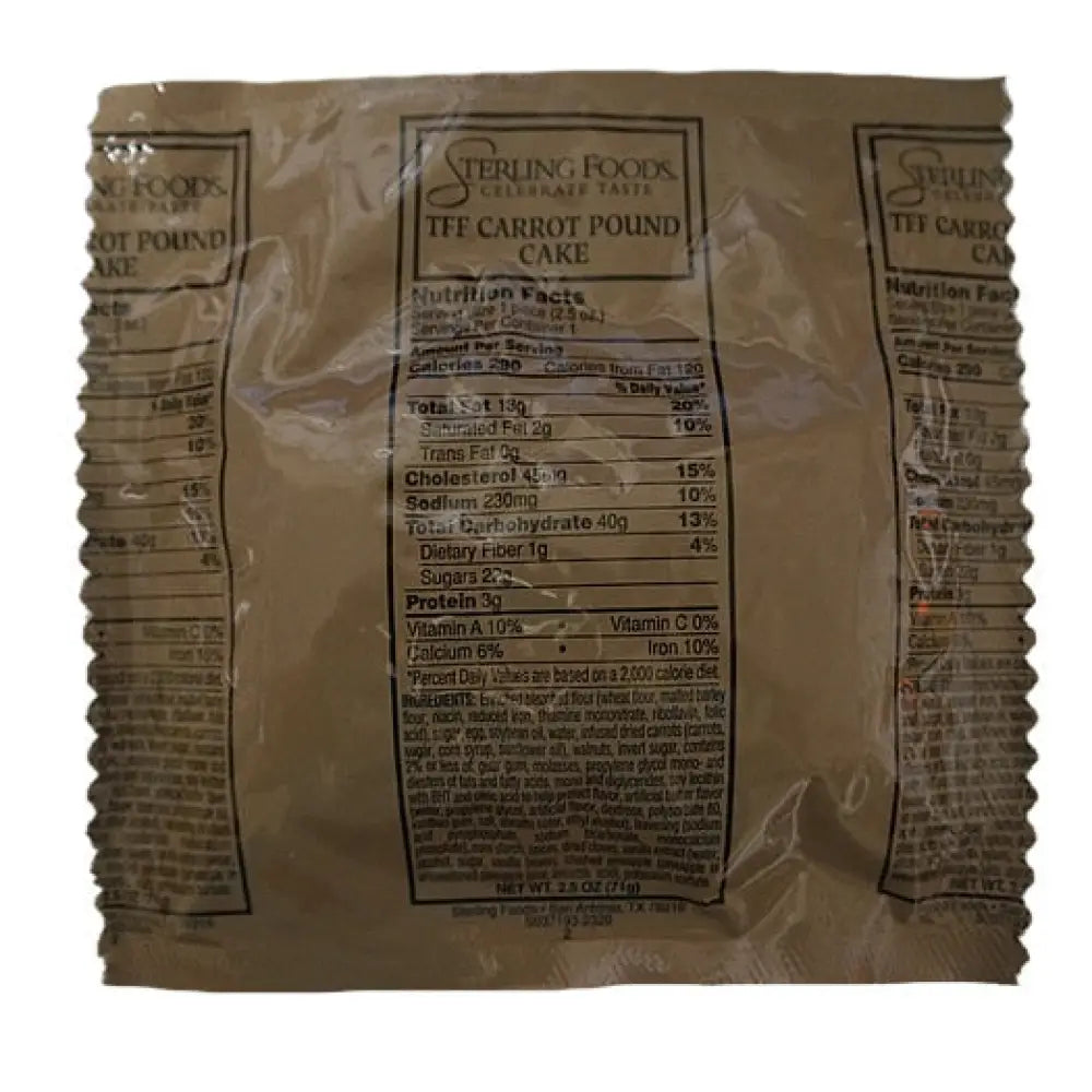 MRE Carrot Pound Cake Dessert for Outdoor Adventures